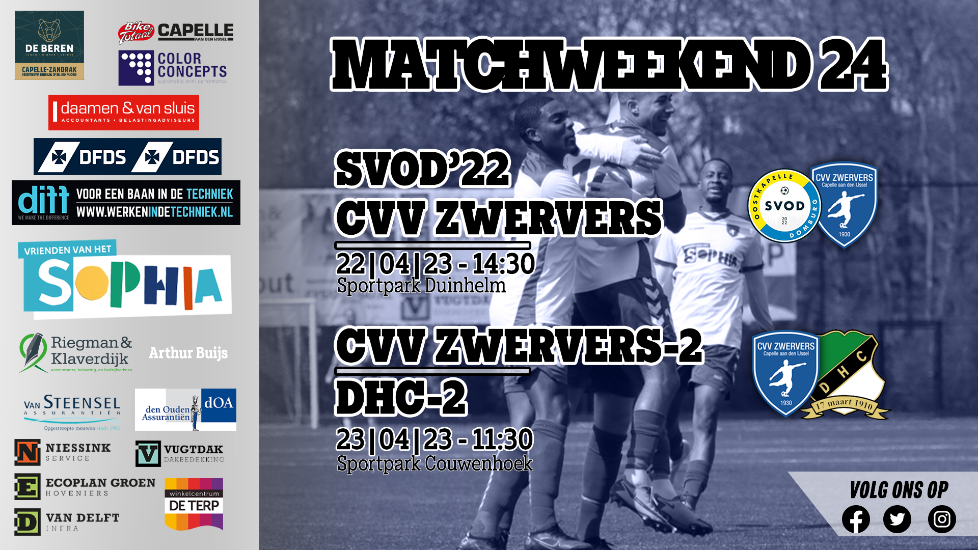 Matchweekend 24: CVV Zwervers-1 naar Zeeland, Zwervers-2 thuis tegen DHC. - CVV Zwervers